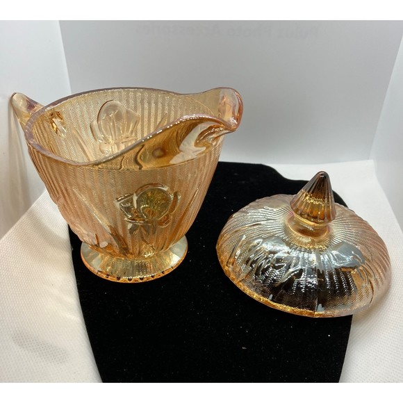Dining | Vintage Depression Glass Iris Pattern Creamer And Lid To Sugar ...